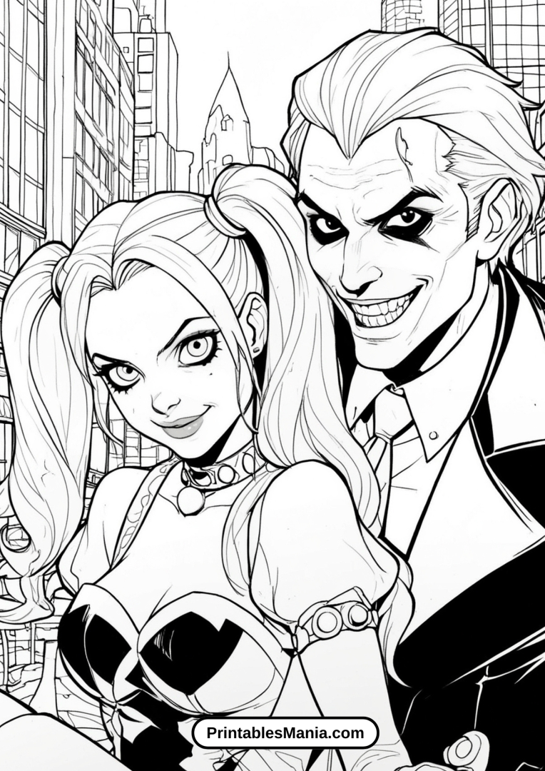 Free Harley Quinn and Joker Coloring Pages: Download Printable Sheets ...