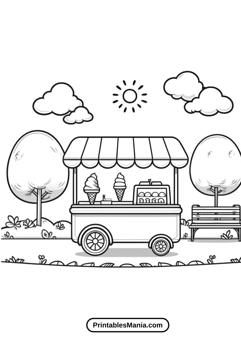 Ice Cream Shop Coloring Page - Printables Mania