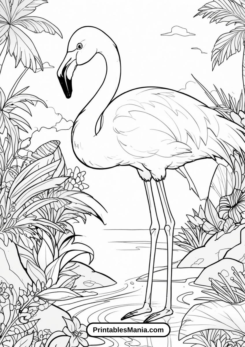 Flamingo Printable Coloring Pages - Printables Mania