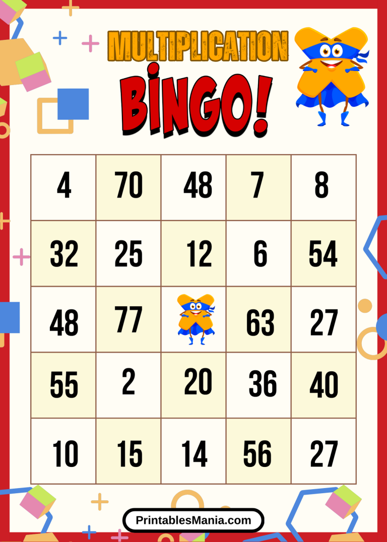 Multiplication Bingo Free Printable - Printables Mania