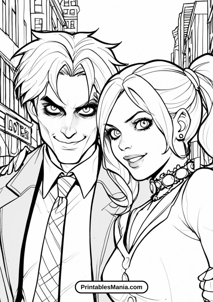 Free Harley Quinn and Joker Coloring Pages: Download Printable Sheets ...