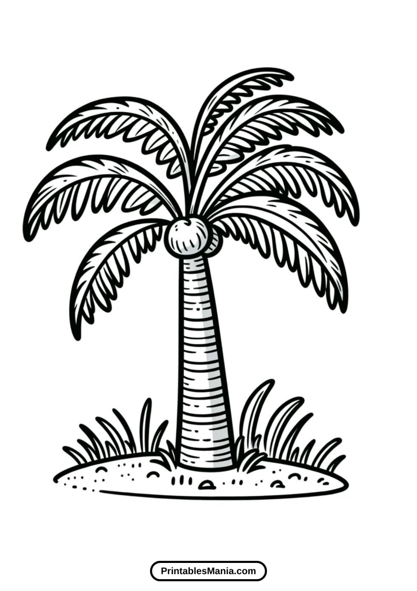 Palm Tree Coloring Page - Printables Mania