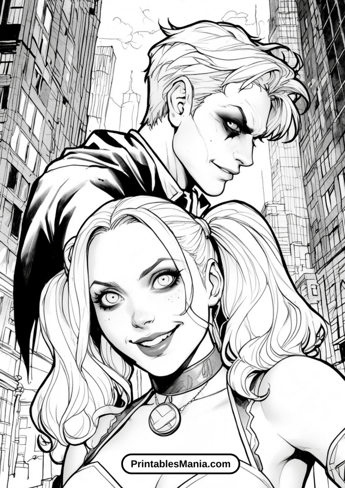 Free Harley Quinn and Joker Coloring Pages: Download Printable Sheets ...