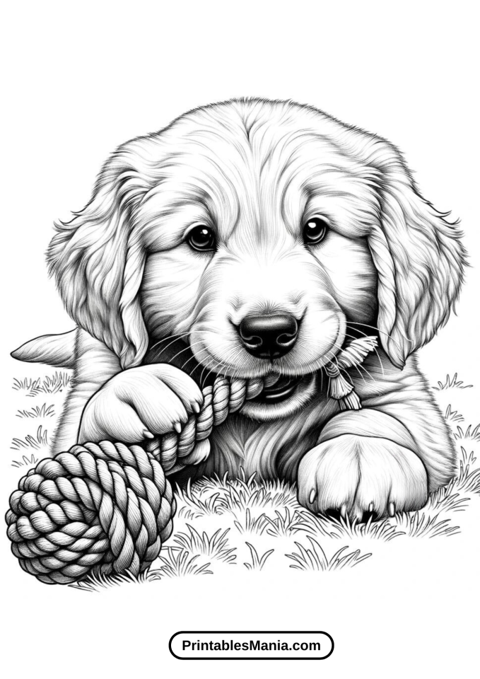 Golden Retriever Puppy Coloring Page - Printables Mania