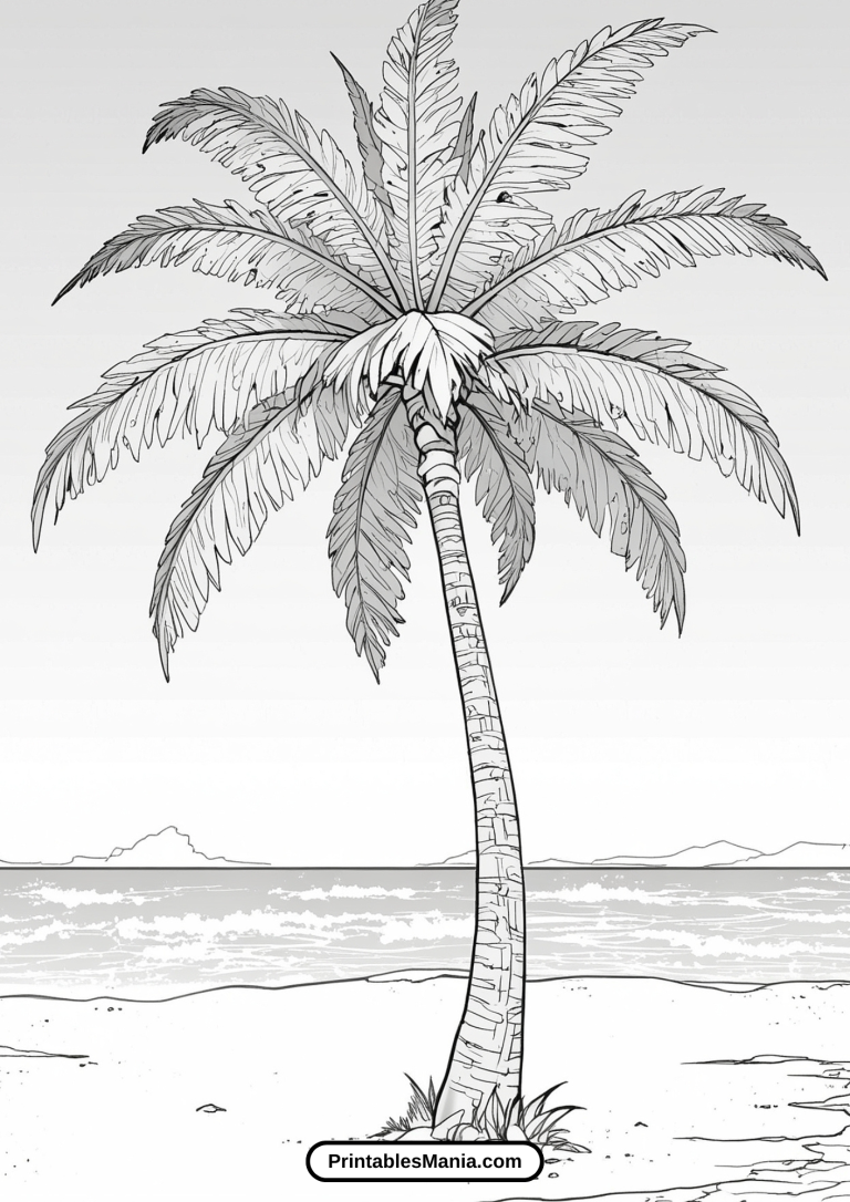 Palm Tree Coloring Page - Printables Mania