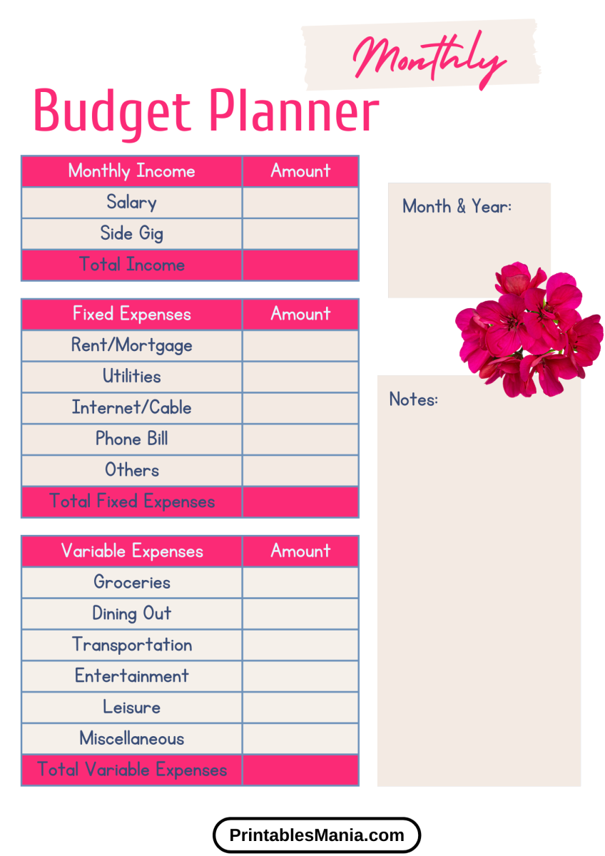 Monthly Budget Planner Printable - Printables Mania
