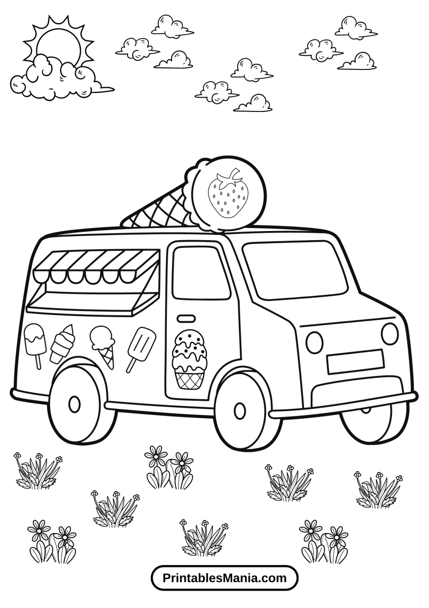 Ice Cream Shop Coloring Page - Printables Mania