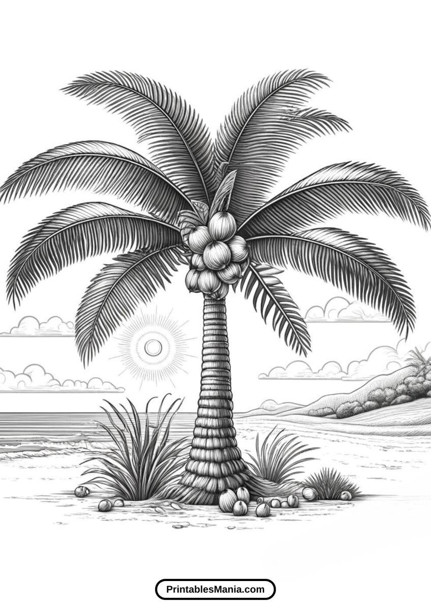Palm Tree Coloring Page - Printables Mania