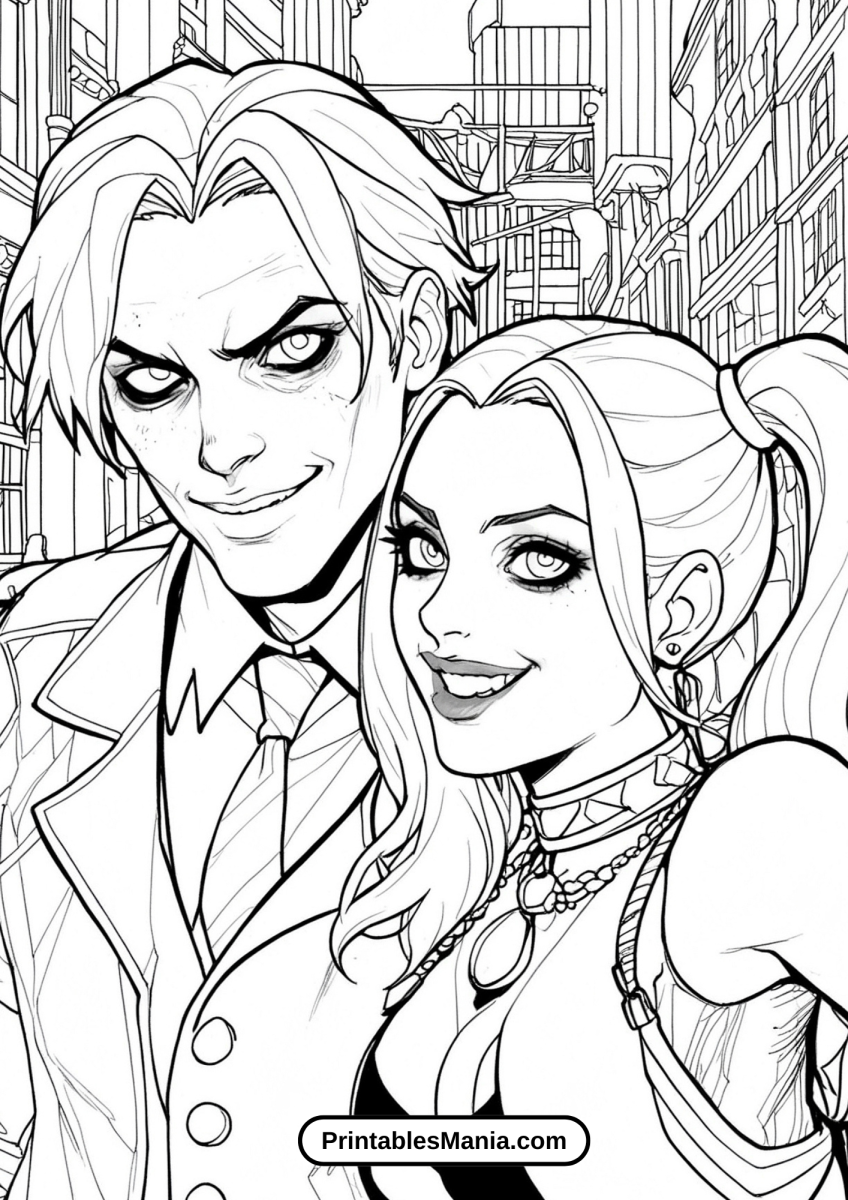 Free Harley Quinn and Joker Coloring Pages: Download Printable Sheets ...