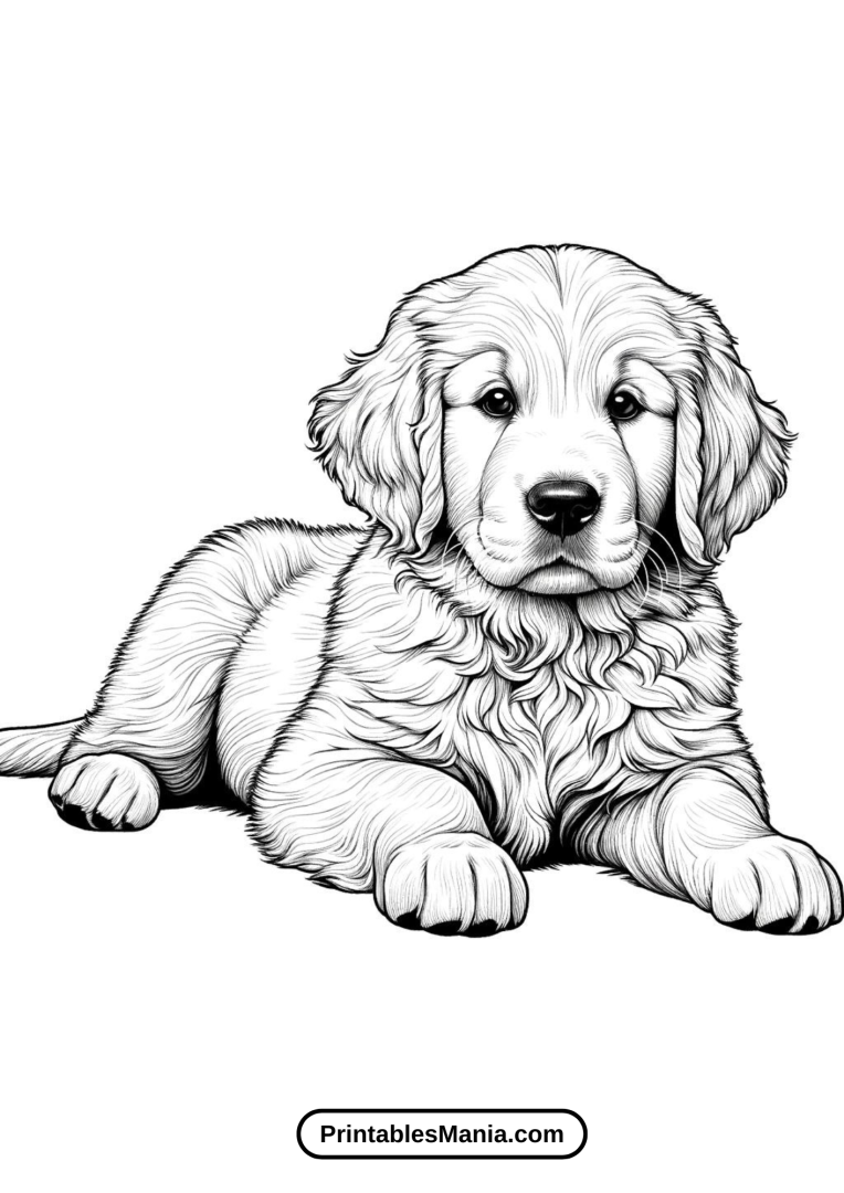 Golden Retriever Puppy Coloring Page - Printables Mania