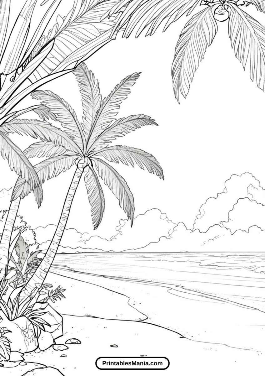 Palm Tree Coloring Page - Printables Mania