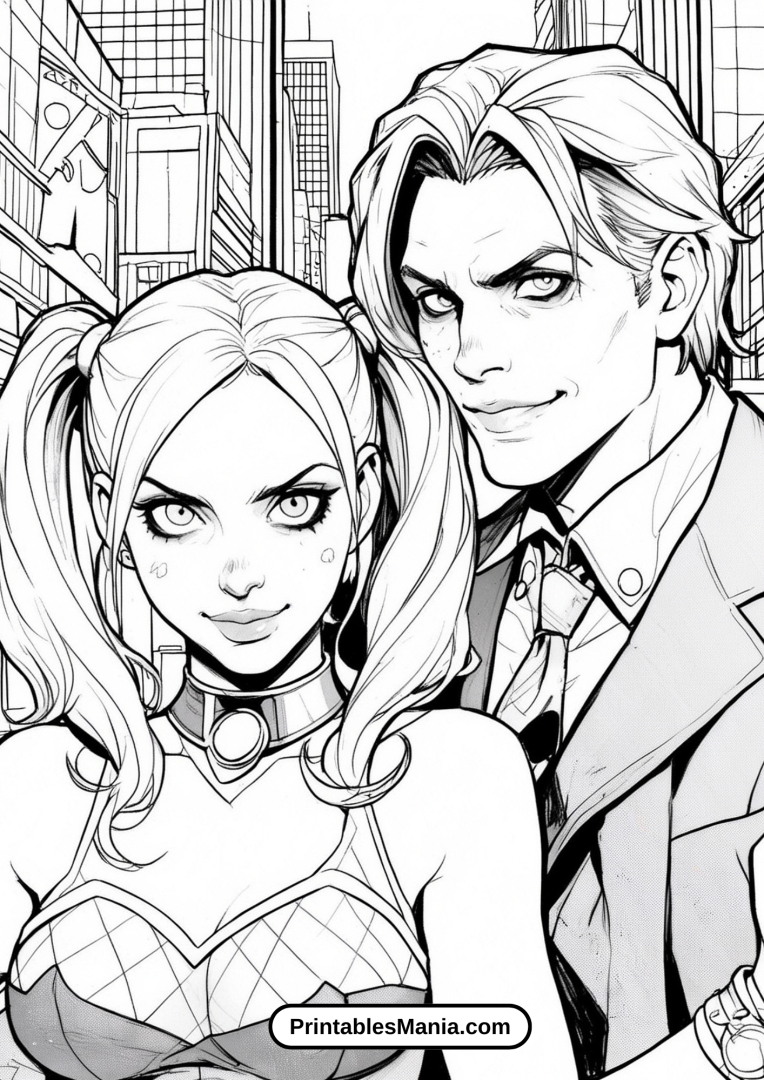 Free Harley Quinn and Joker Coloring Pages: Download Printable Sheets ...