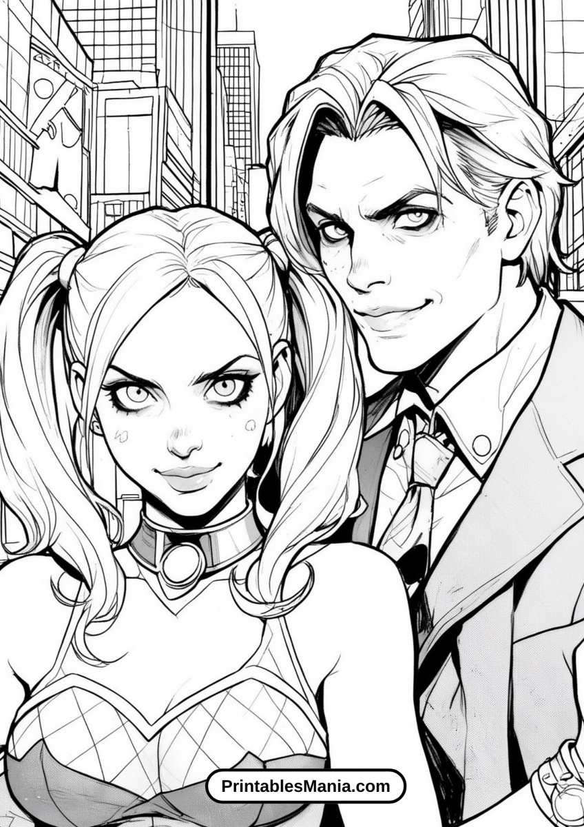 Free Harley Quinn and Joker Coloring Pages: Download Printable Sheets ...