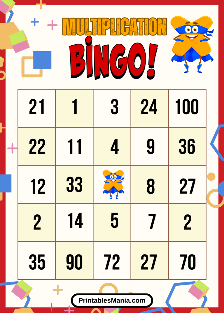 Multiplication Bingo Free Printable - Printables Mania
