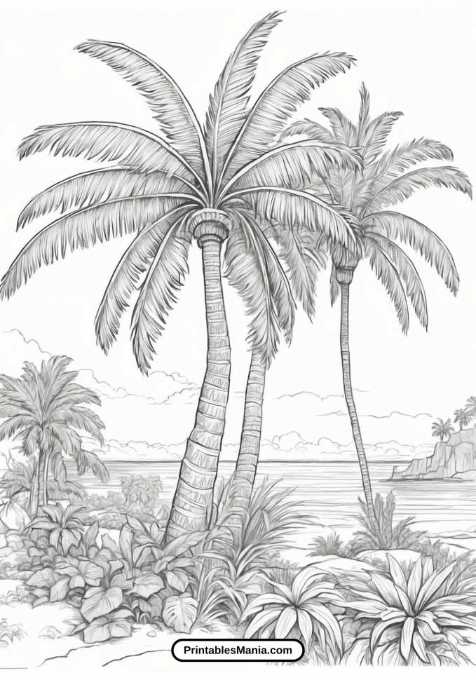 Palm Tree Coloring Page - Printables Mania