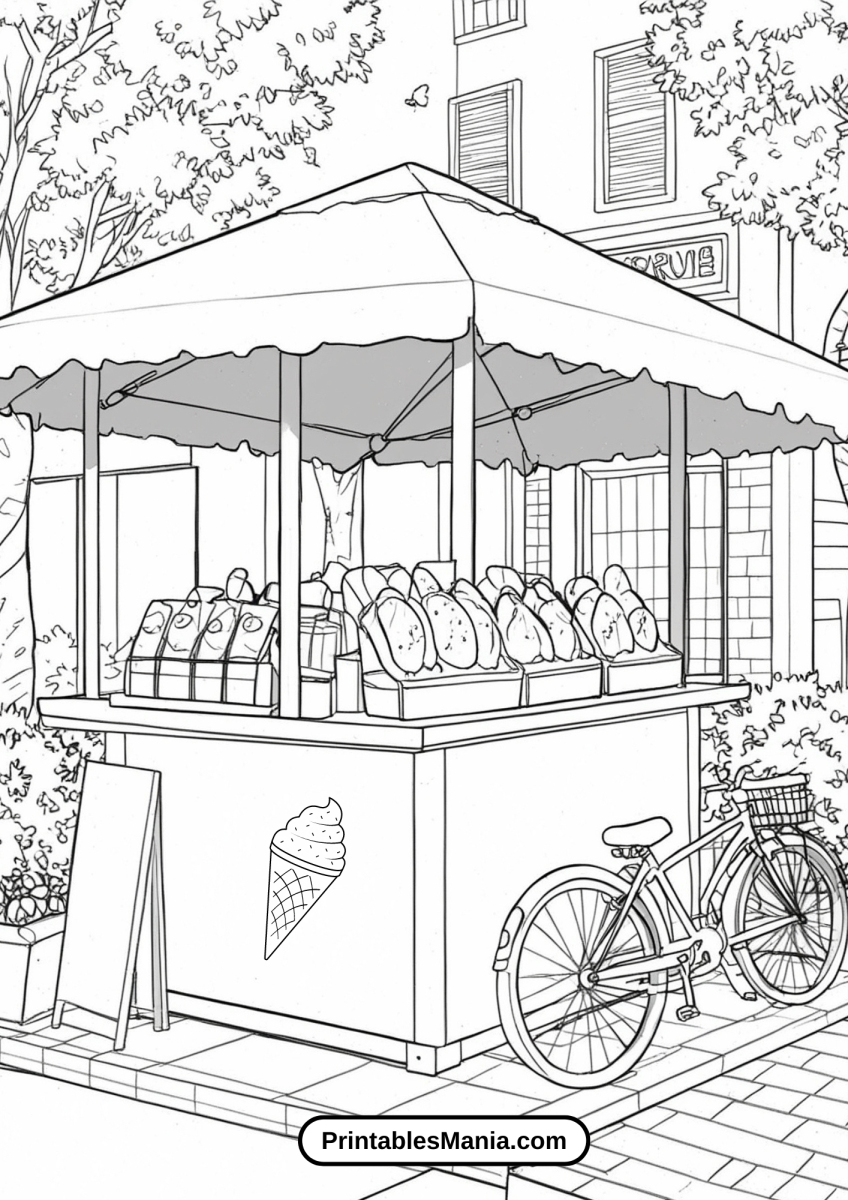 Ice Cream Shop Coloring Page - Printables Mania