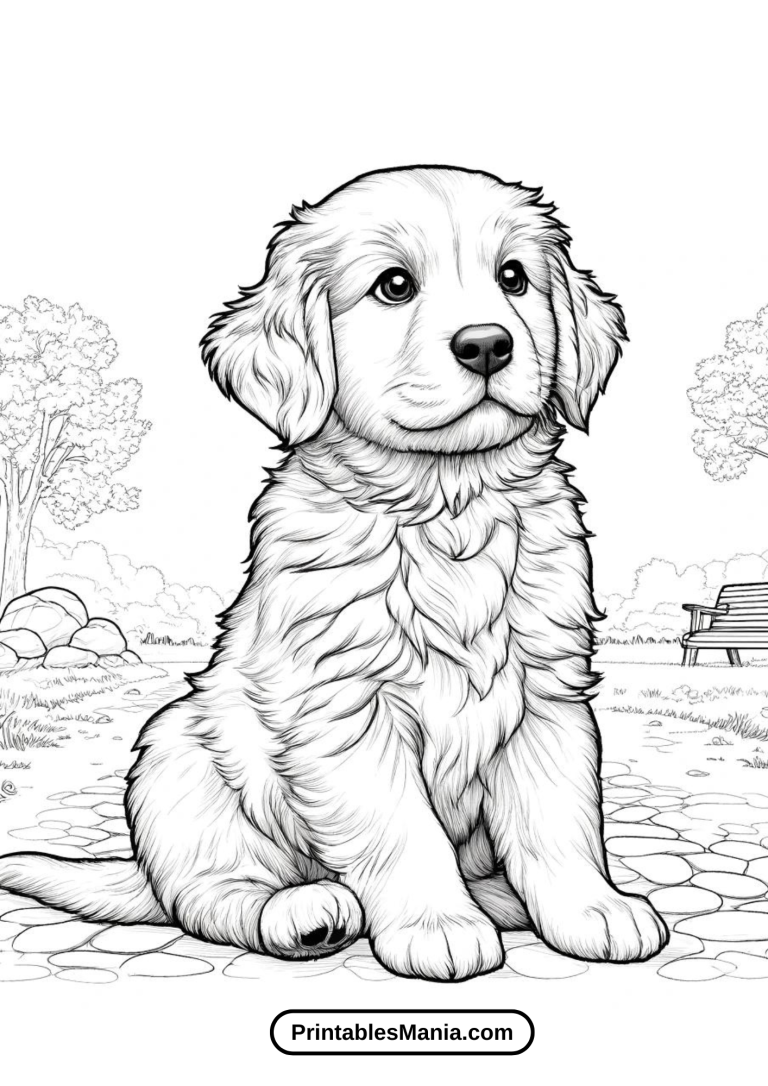 Golden Retriever Puppy Coloring Page - Printables Mania