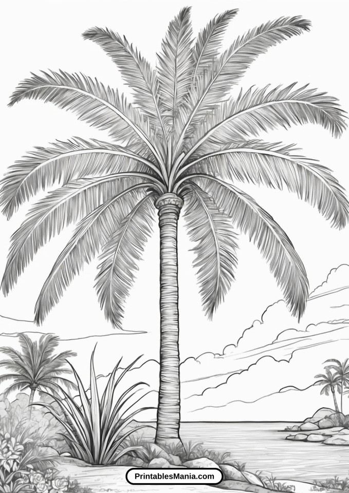 Palm Tree Coloring Page - Printables Mania