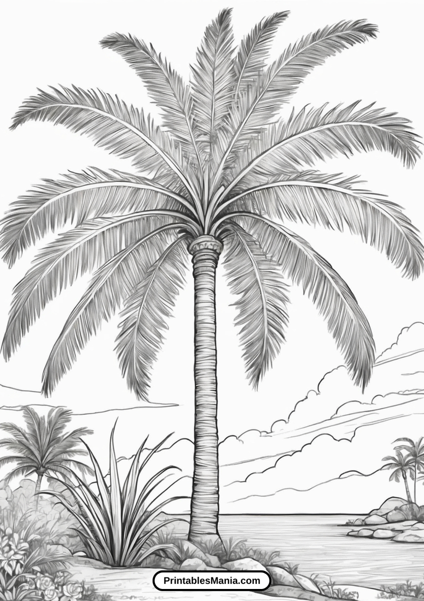 Palm Tree Coloring Page - Printables Mania
