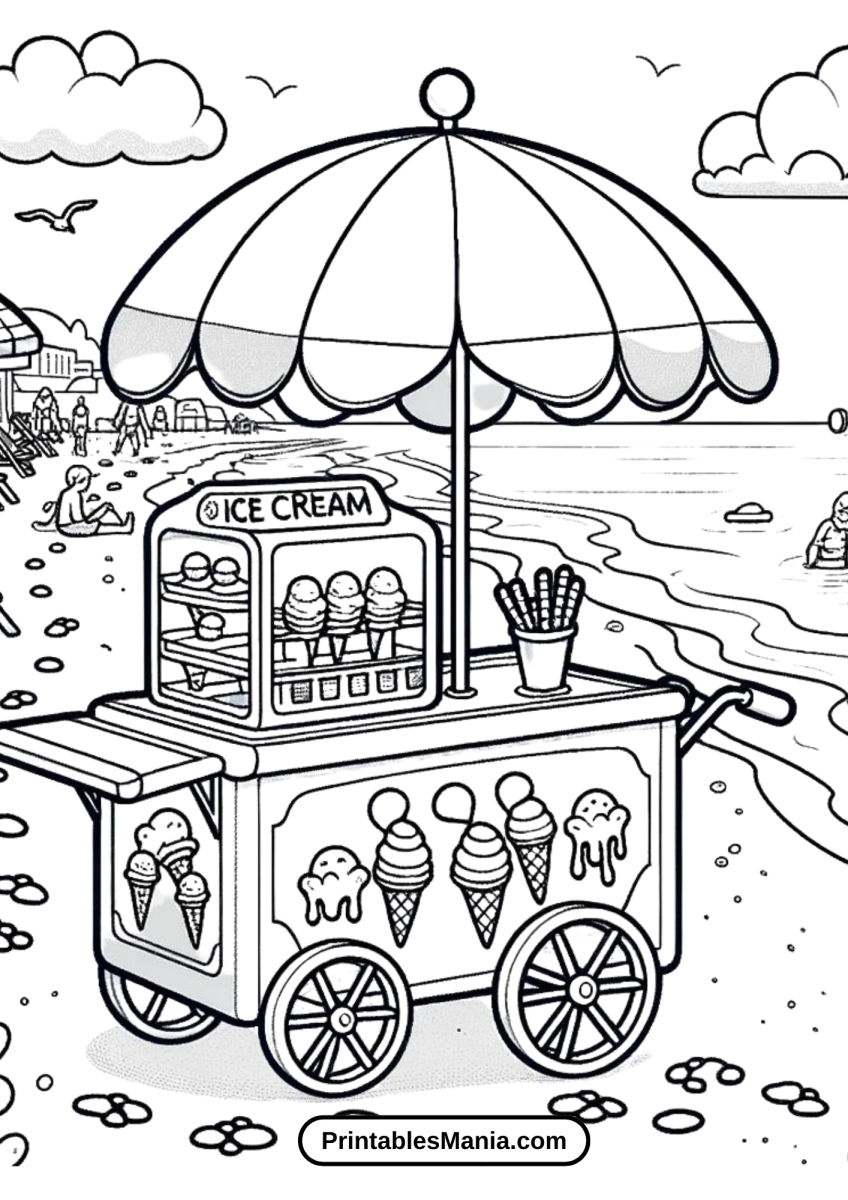 Ice Cream Shop Coloring Page - Printables Mania