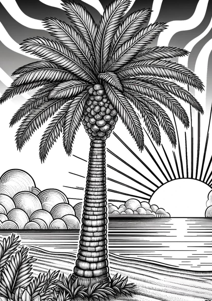 Palm Tree Coloring Page - Printables Mania
