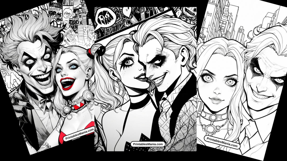 Free Harley Quinn and Joker Coloring Pages: Download Printable Sheets ...