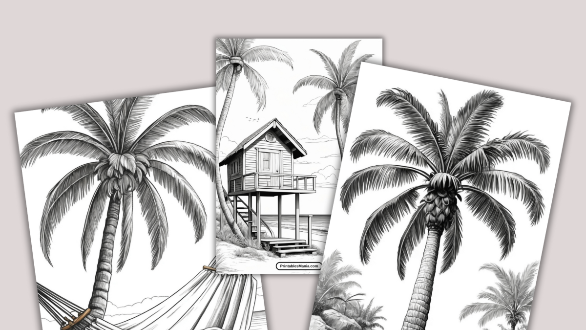 Palm Tree Coloring Page - Printables Mania