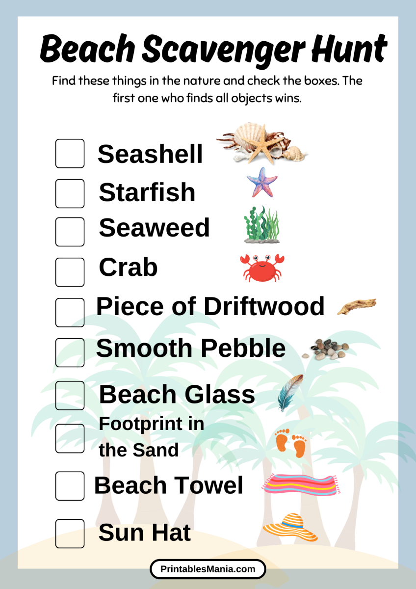 Beach Scavenger Hunt Printable - Printables Mania
