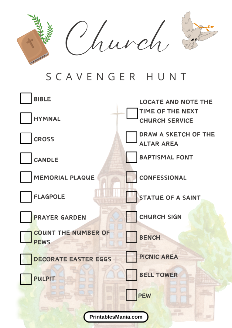 Church Scavenger Hunt - Printables Mania