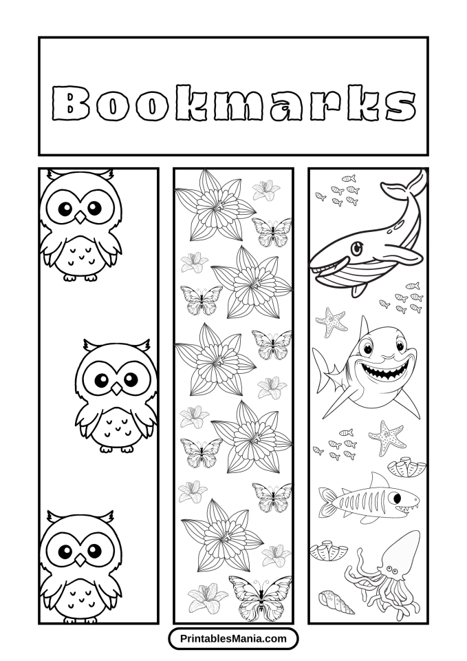 Bookmarks Coloring Pages - Printables Mania
