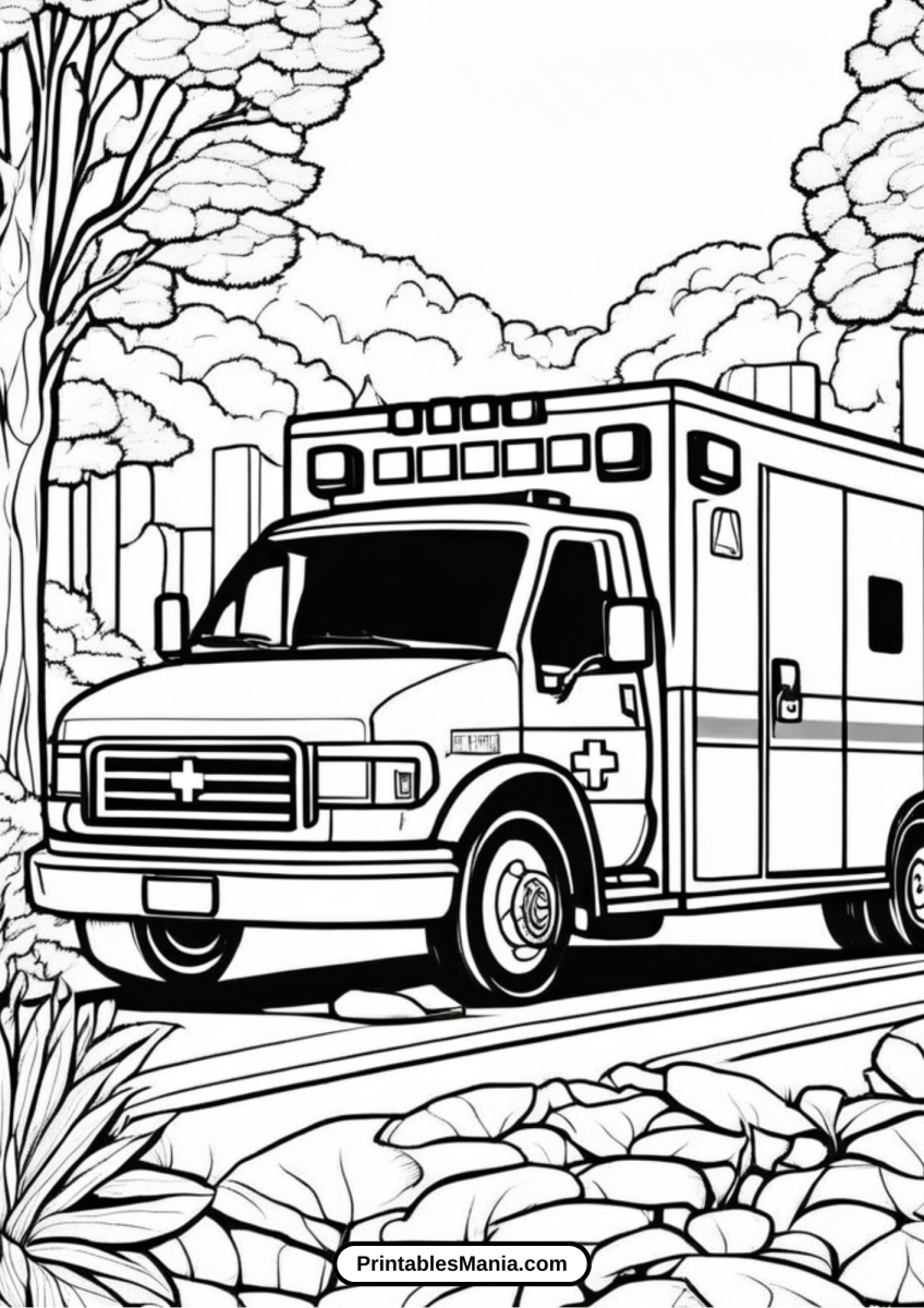 Ambulance Coloring Page - Printables Mania