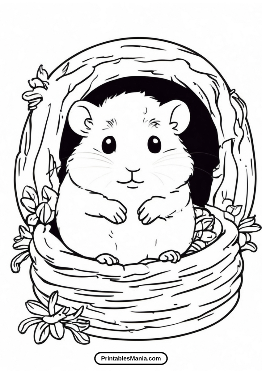 Hamster Coloring Page - Printables Mania
