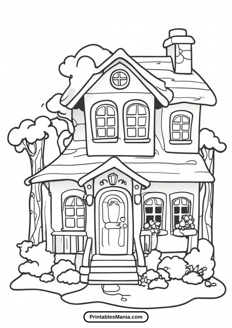 House Coloring Pages - Printables Mania