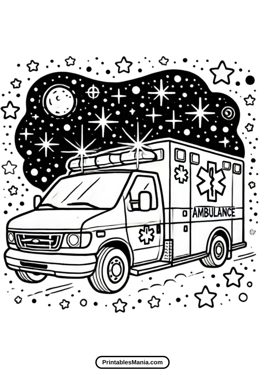 Ambulance Coloring Page - Printables Mania