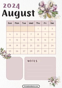 August 2024 Calendar Printable - Printables Mania