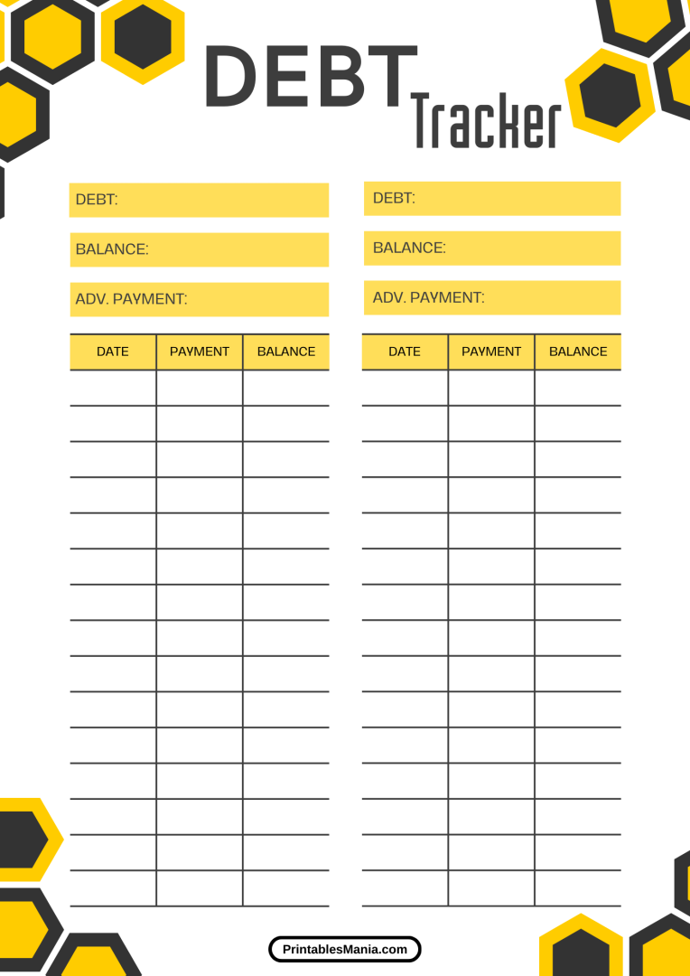 Debt Tracker Printable - Printables Mania