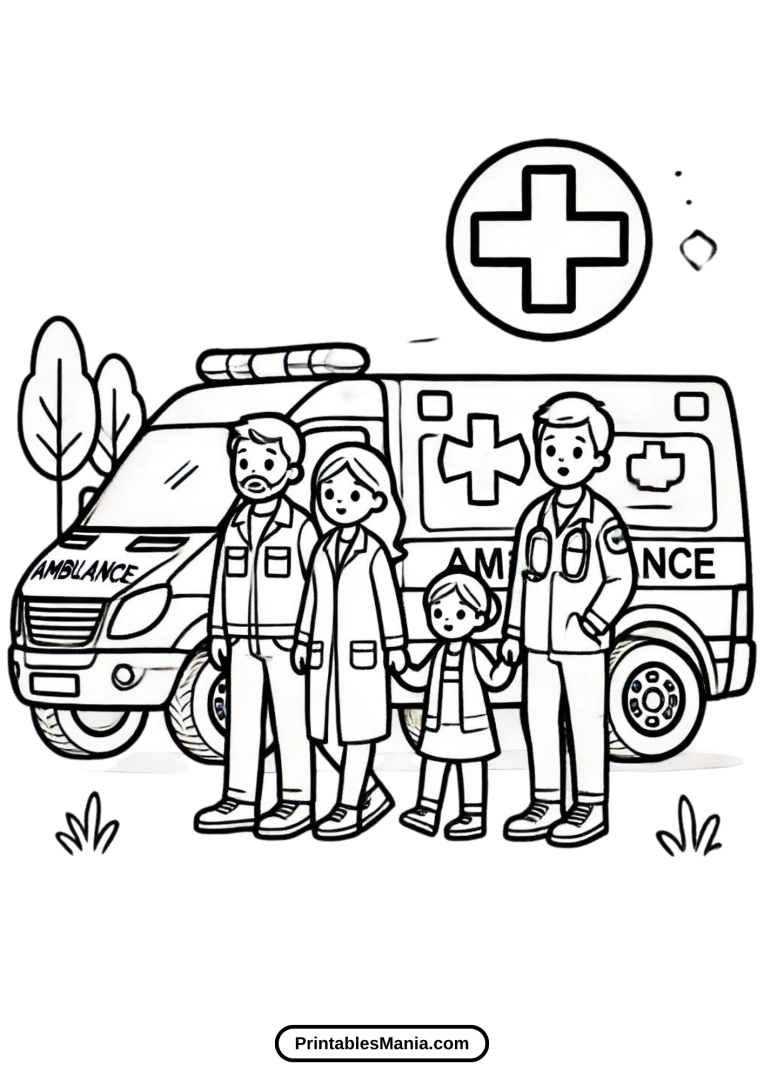 Ambulance Coloring Page - Printables Mania