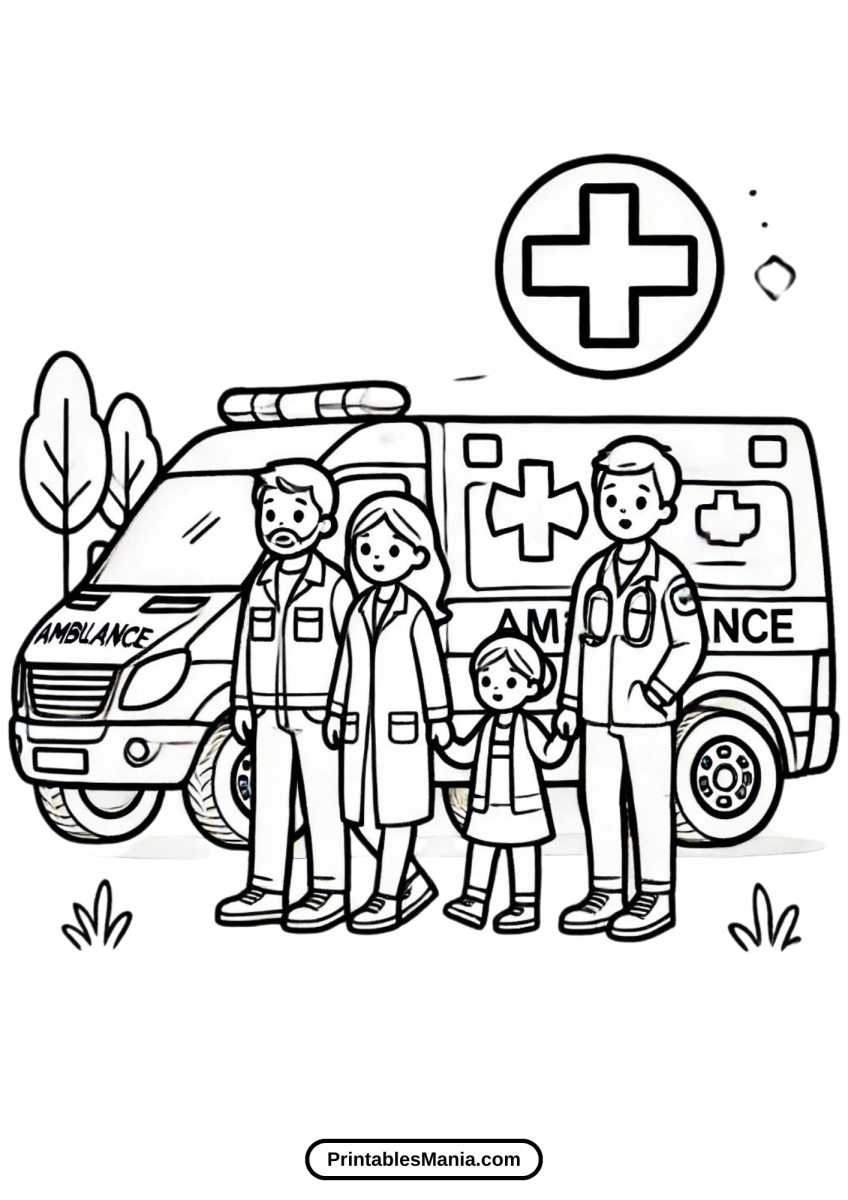 Ambulance Coloring Page - Printables Mania