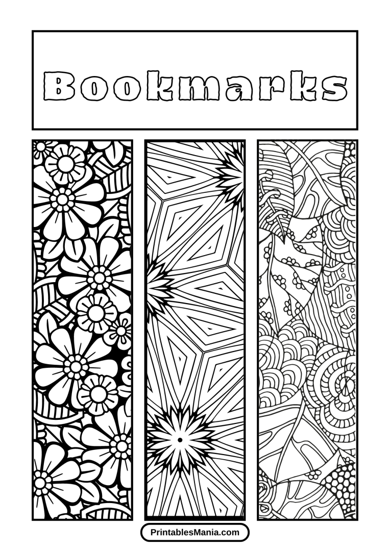 Bookmarks Coloring Pages - Printables Mania