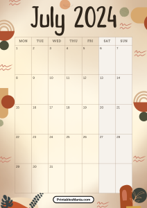 July 2024 Calendar Printable - Printables Mania
