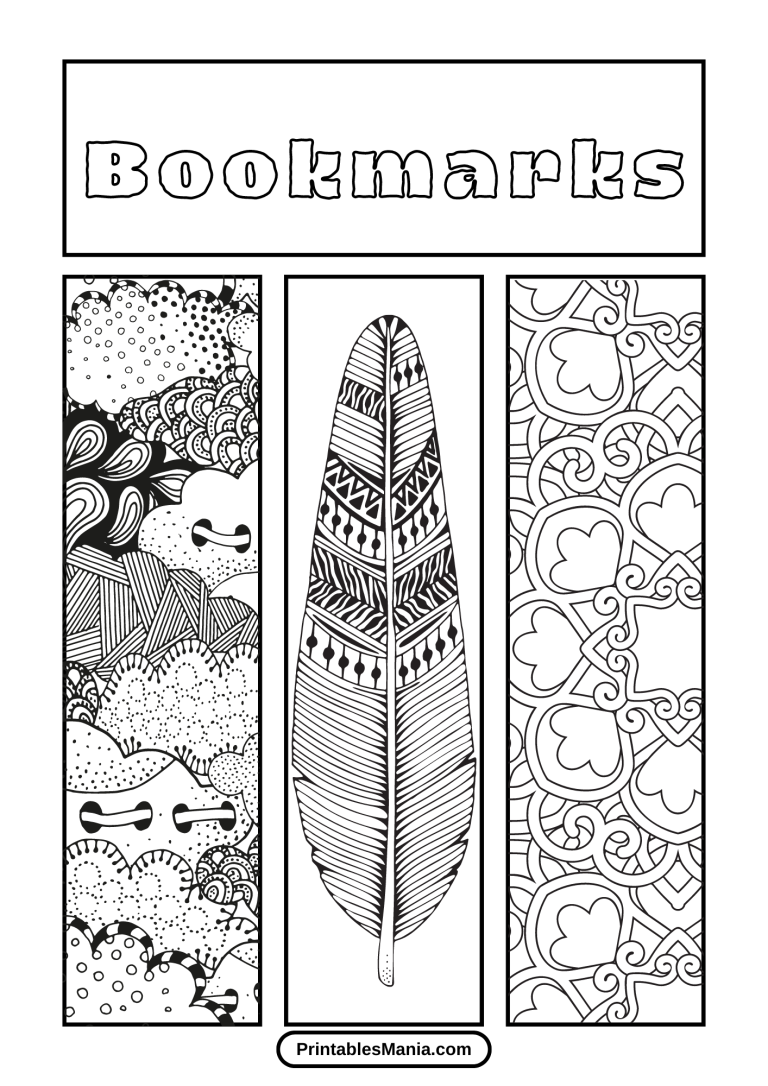 Bookmarks Coloring Pages - Printables Mania
