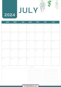 July 2024 Calendar Printable - Printables Mania
