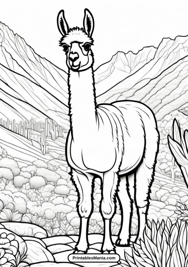 Llama Coloring Page - Printables Mania