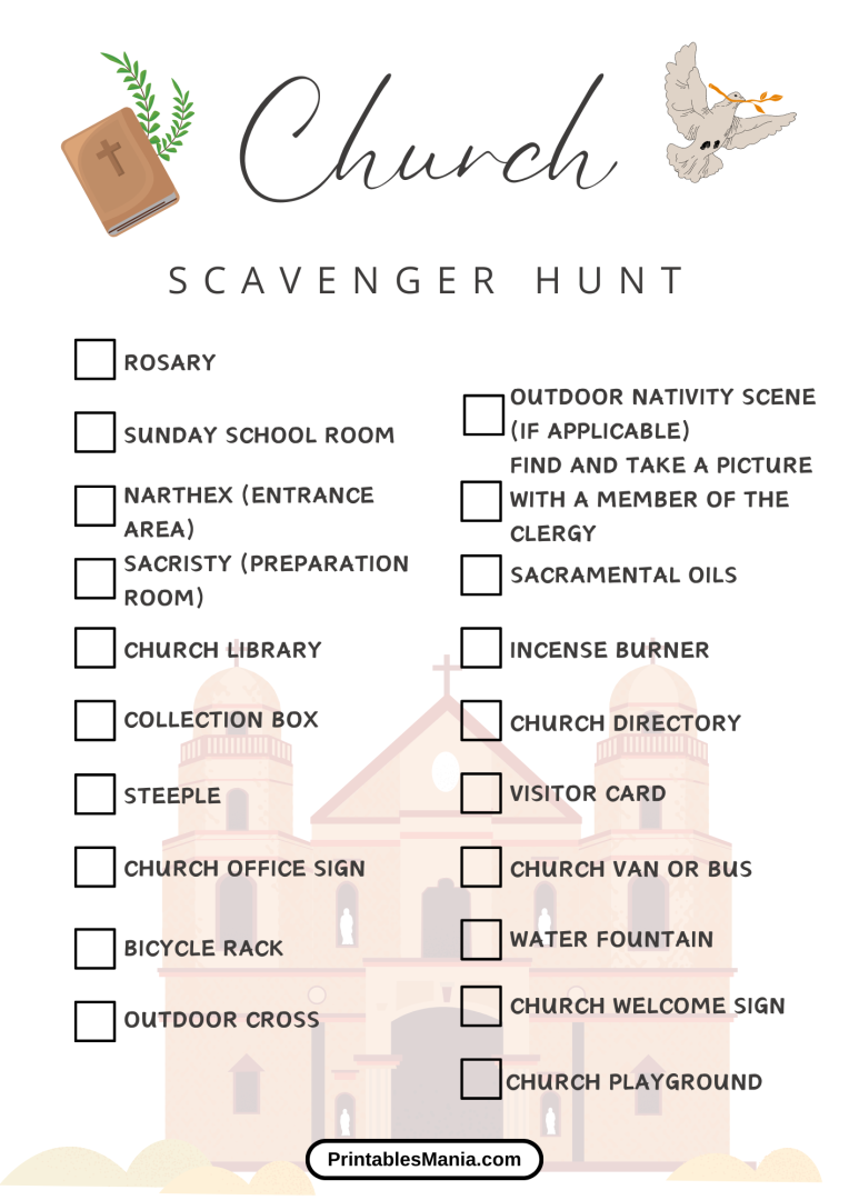 Church Scavenger Hunt - Printables Mania