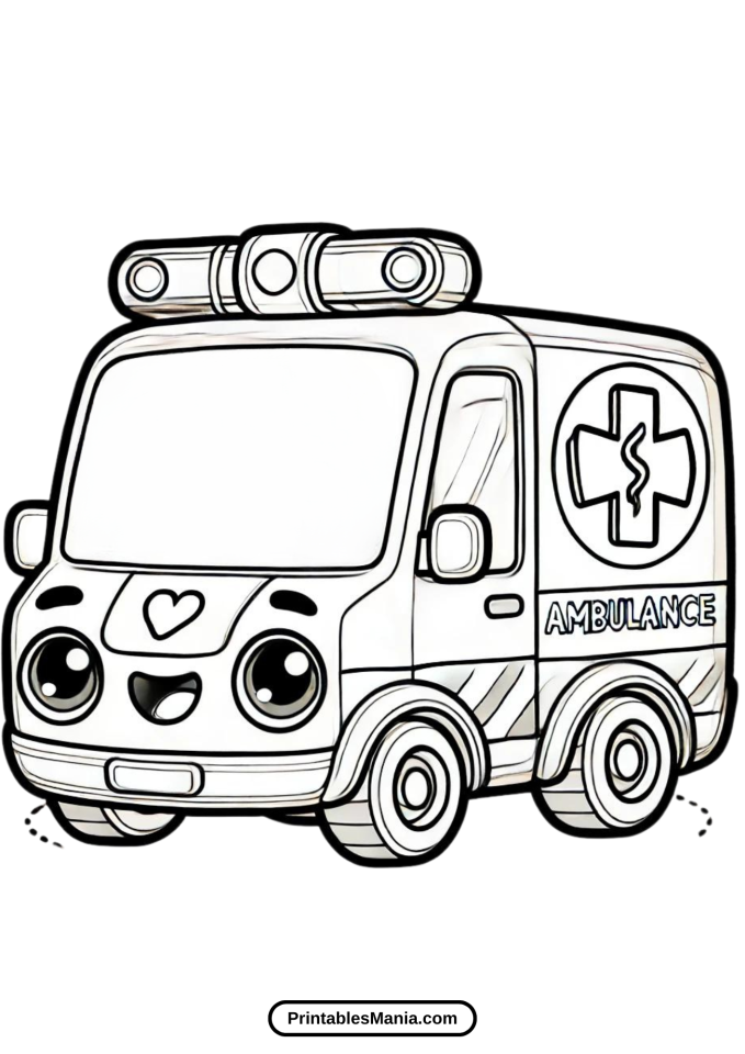 Ambulance Coloring Page - Printables Mania