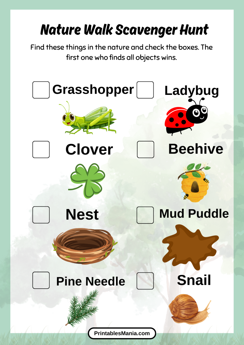 Nature Walk Scavenger Hunt Free Printable - Printables Mania