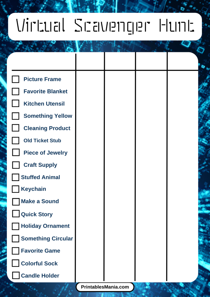 Virtual Scavenger Hunt - Printables Mania