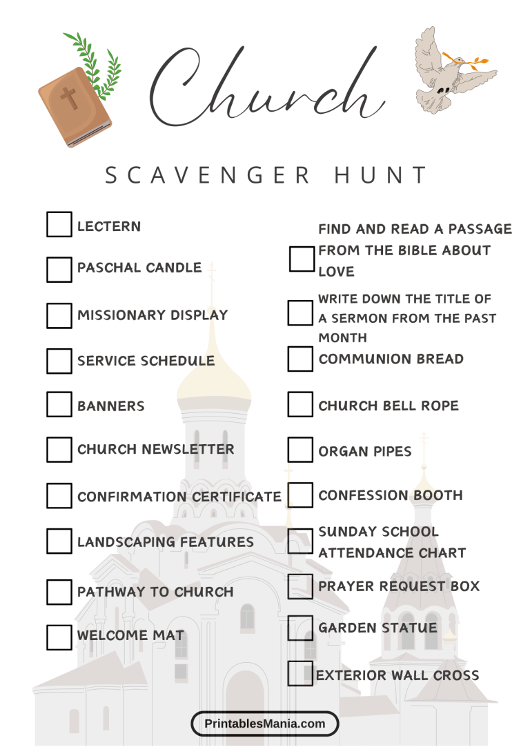 Church Scavenger Hunt - Printables Mania