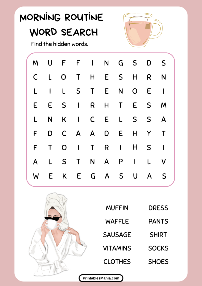Morning Routine Word Search - Printables Mania