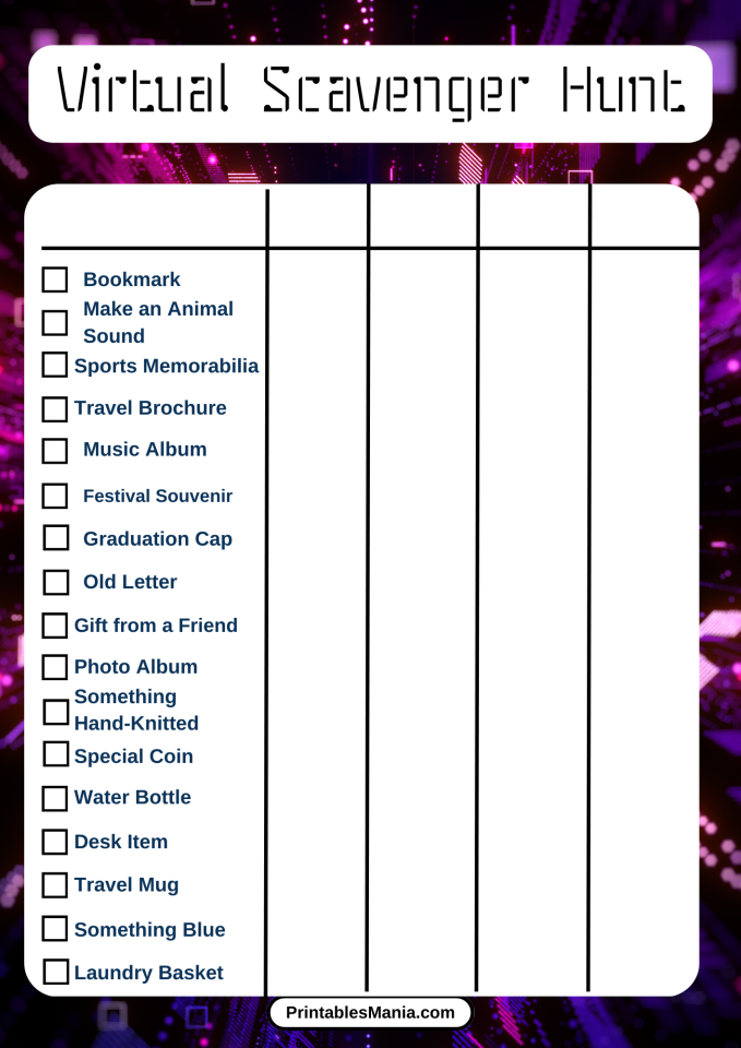 Virtual Scavenger Hunt - Printables Mania